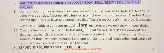 Solved 7. You have to design a circuit to output OVERFLOW, | Chegg.com