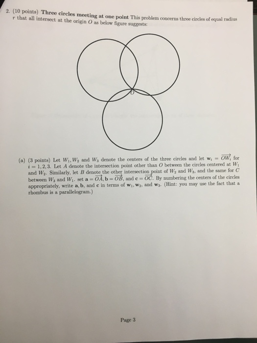 Solved 2. (10 points) Three circles meeting at one point | Chegg.com