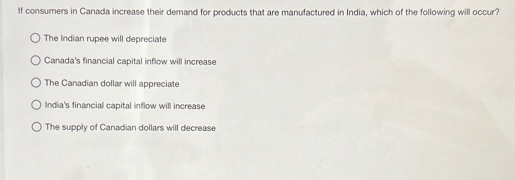 Solved If consumers in Canada increase their demand for | Chegg.com