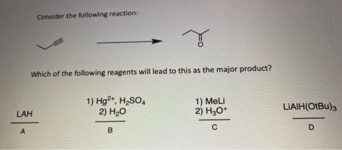 Solved Consider the following reaction: 7 Which of the | Chegg.com