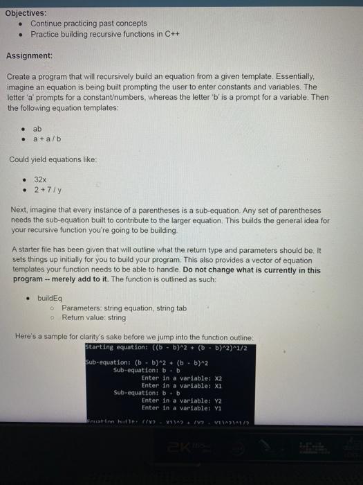 Solved Objectives: - Continue practicing past concepts - | Chegg.com