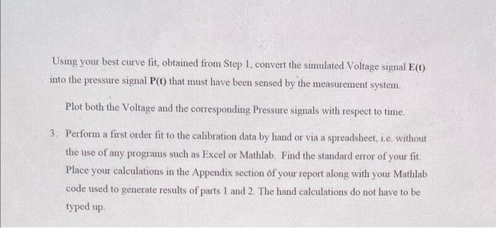 Solved The following calibration data are from a pressure | Chegg.com