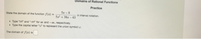 Solved Domains of Rational Functions Practice State the | Chegg.com