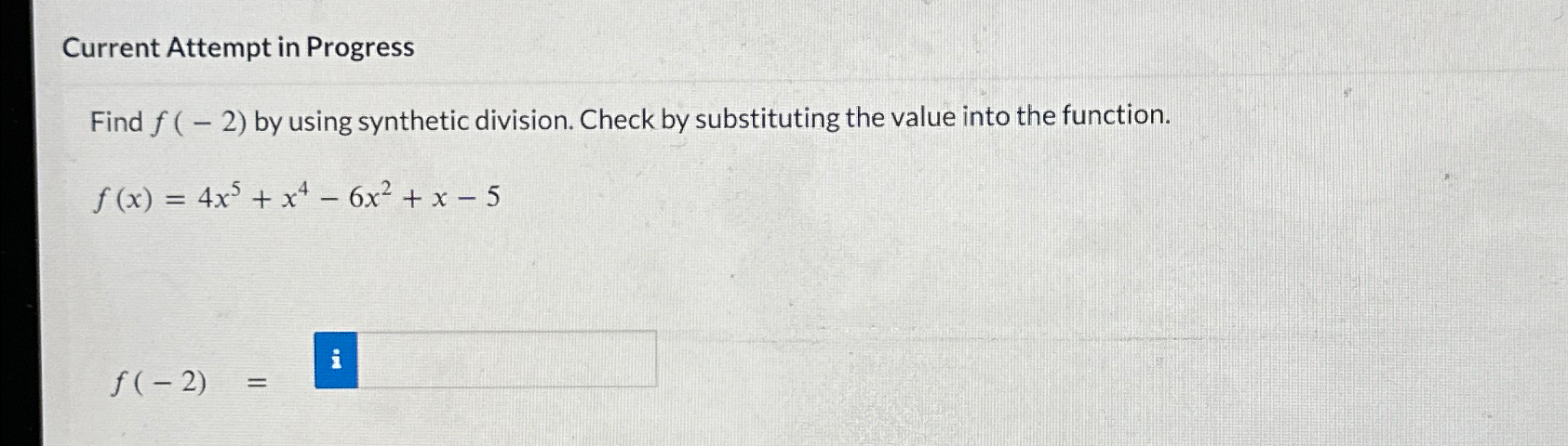 Solved Current Attempt in ProgressFind f(-2) ﻿by using | Chegg.com
