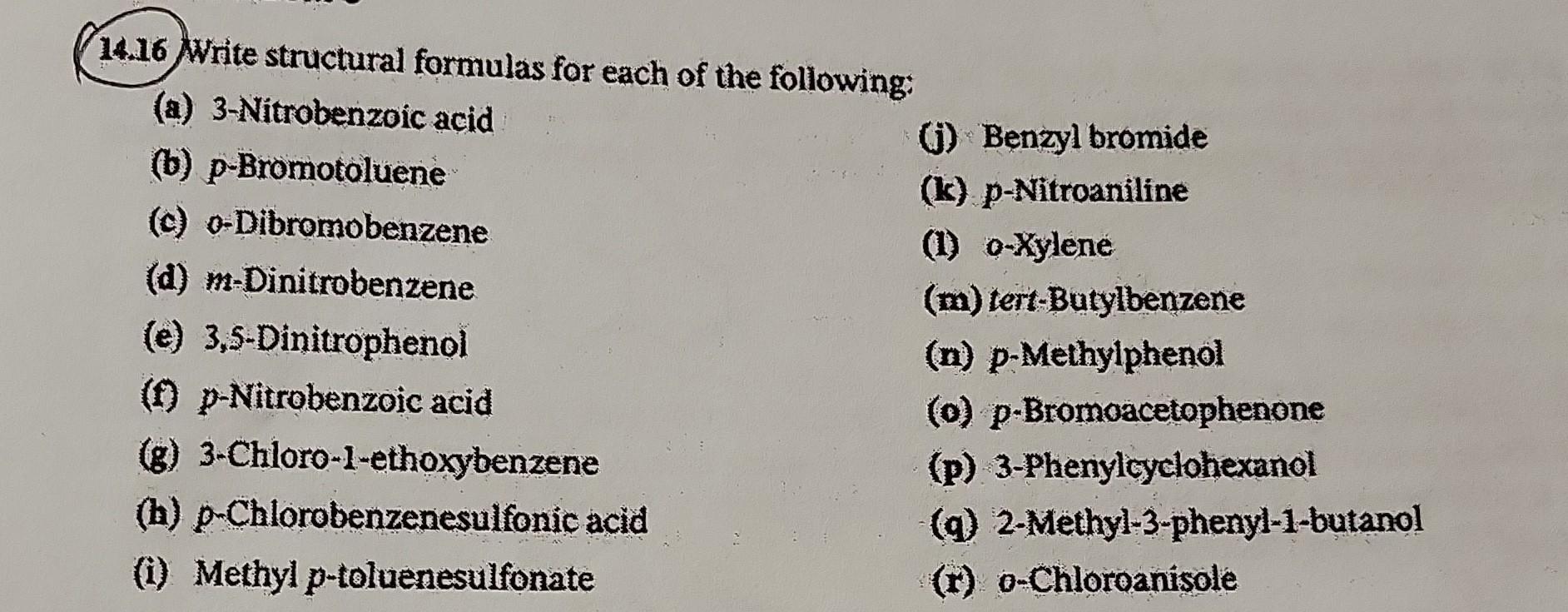 Solved 14.16 Write structural formulas for each of the | Chegg.com