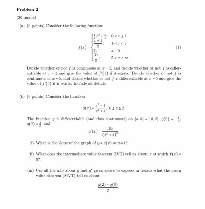 Solved Problem 2 (20 points) (a) (6 points) Consider the | Chegg.com