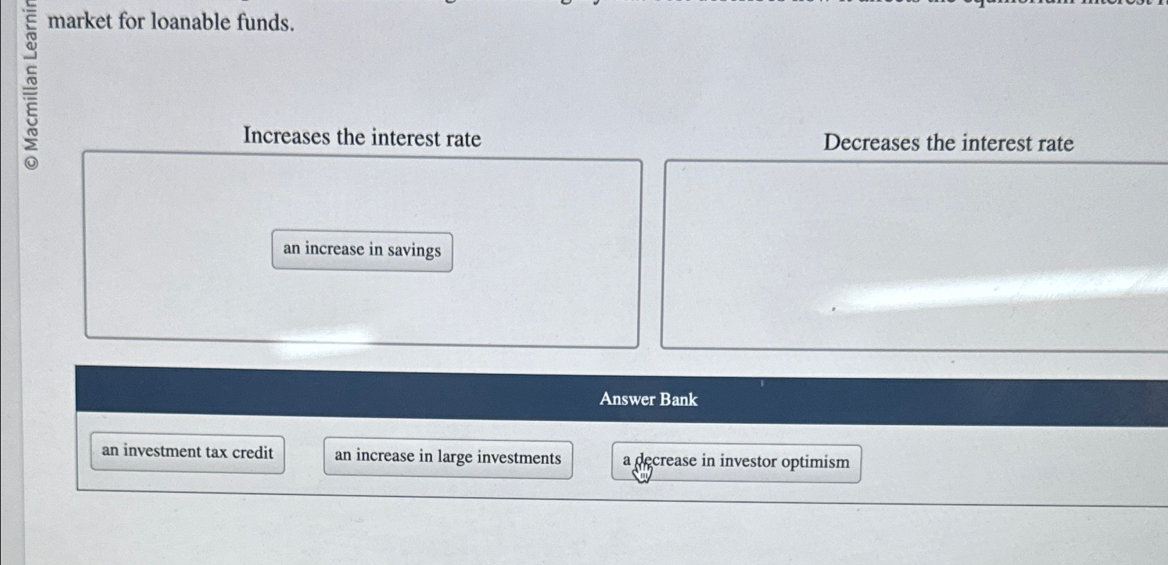 Solved market for loanable funds.Increases the interest | Chegg.com