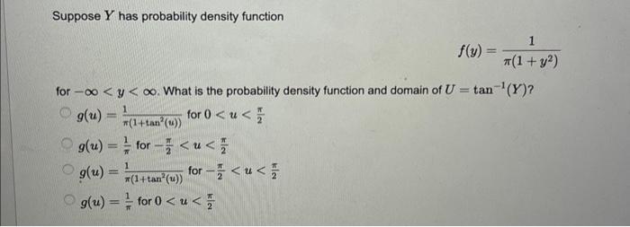 Solved Suppose Y has probability density function | Chegg.com