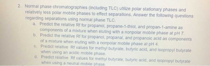 Solved 2. Normal phase chromatographies (including TLC) | Chegg.com
