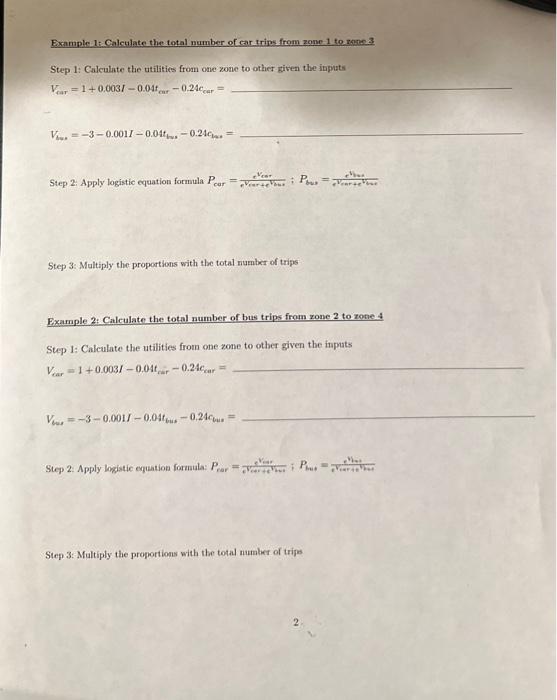 Solved Example 1: Calculate the total number of car trips | Chegg.com