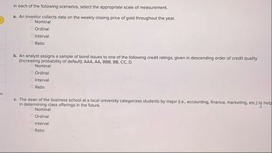 Solved In each of the following scenarios, select the | Chegg.com