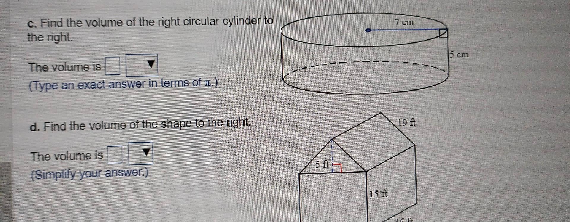Solved c. Find the volume of the right circular cylinder to | Chegg.com