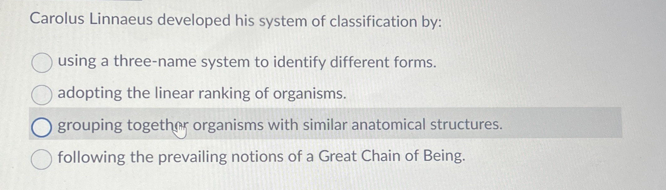 Solved Carolus Linnaeus developed his system of | Chegg.com