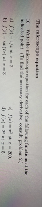 Solved The microscope equation 10. Write the microscope | Chegg.com