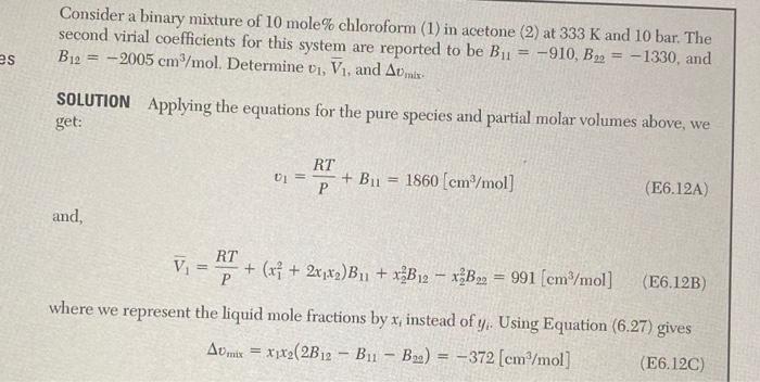 Solved Consider a binary mixture of 10 mole\% chloroform (1) | Chegg.com