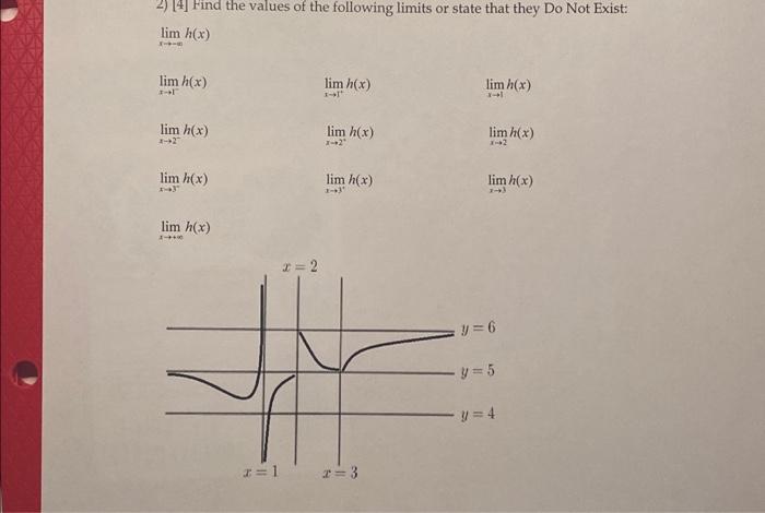 Solved 2) [4] Find the values of the following limits or | Chegg.com