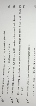 Solved 4.1 ﻿Whee v ﻿as a linear combination of u3,u2 ﻿and | Chegg.com