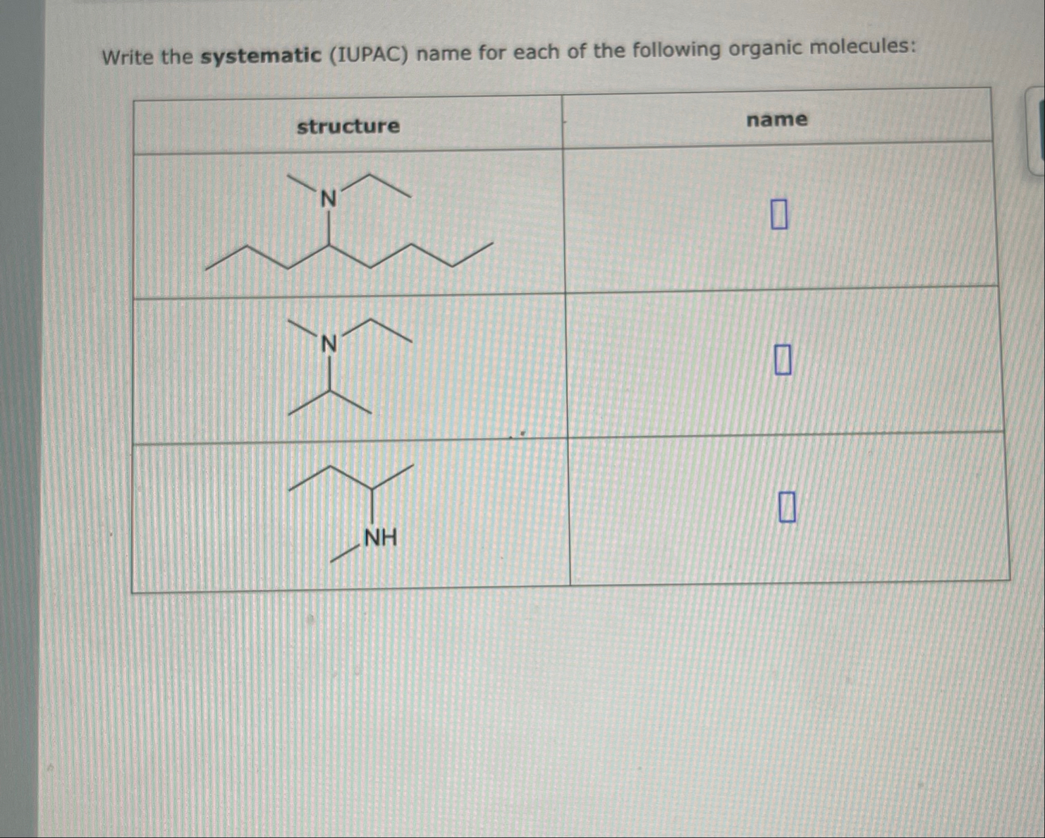 Write the systematic (IUPAC) ﻿name for each of the | Chegg.com