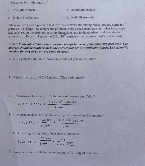 Solved 1. Calculate the molar mass of: a. iron (III) bromate | Chegg.com