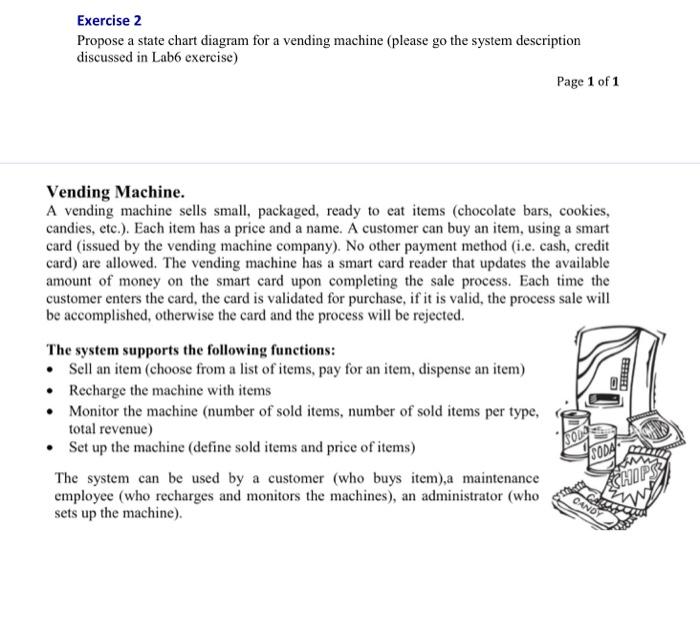 Solved Exercise 2 Propose a state chart diagram for a | Chegg.com