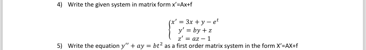 Solved Write the given system in matrix form | Chegg.com