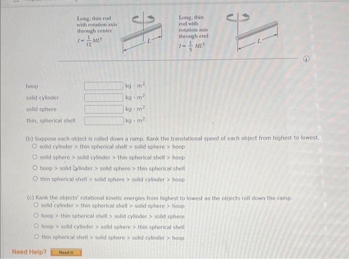 Solved Four objects-a hoop, a solid cylinder, a solld | Chegg.com