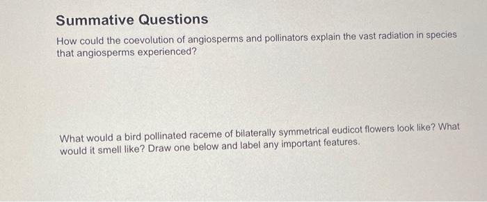 Solved Summative Questions How could the coevolution of | Chegg.com
