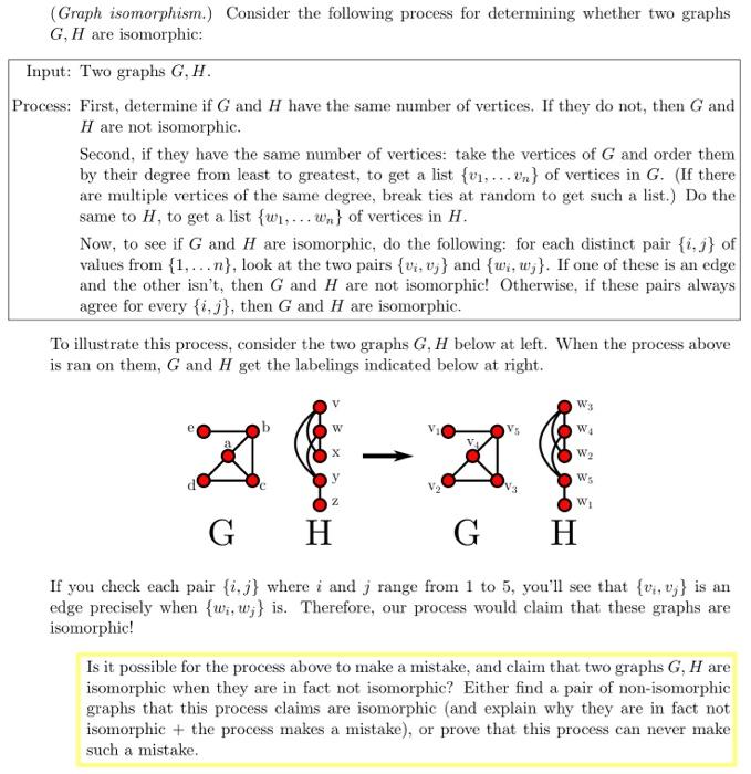 Solved (Graph isomorphism.) Consider the following process | Chegg.com