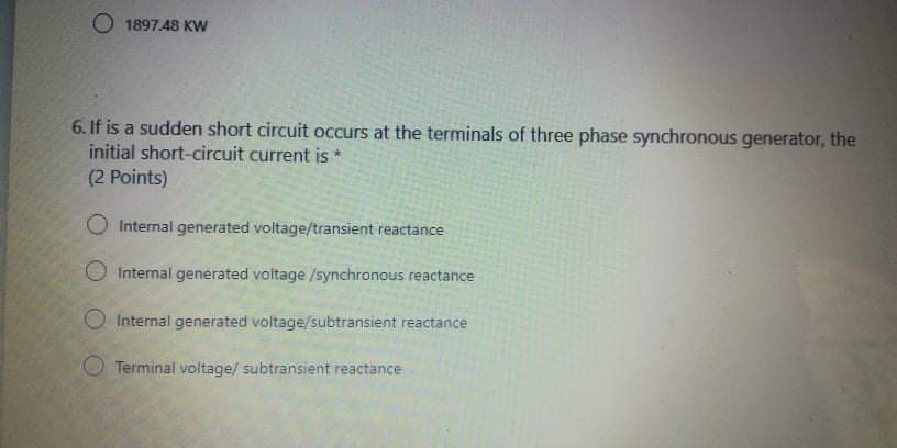 Solved O 1897.48 KW 6. If is a sudden short circuit occurs | Chegg.com