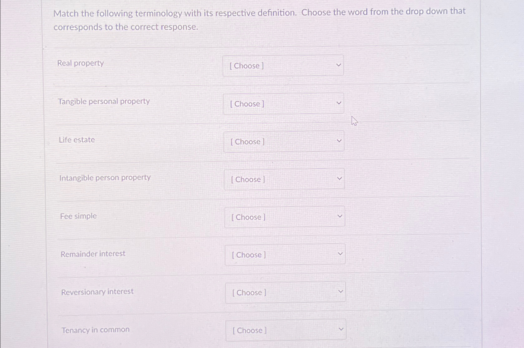 Solved Match the following terminology with its respective | Chegg.com