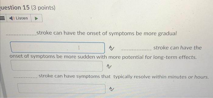 Solved stroke can have the onset of symptoms be more gradual | Chegg.com