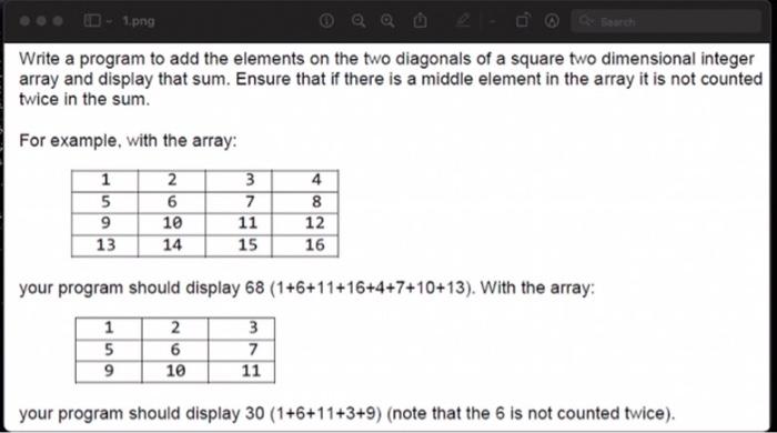 Solved D - 1.png Write a program to add the elements on the | Chegg.com