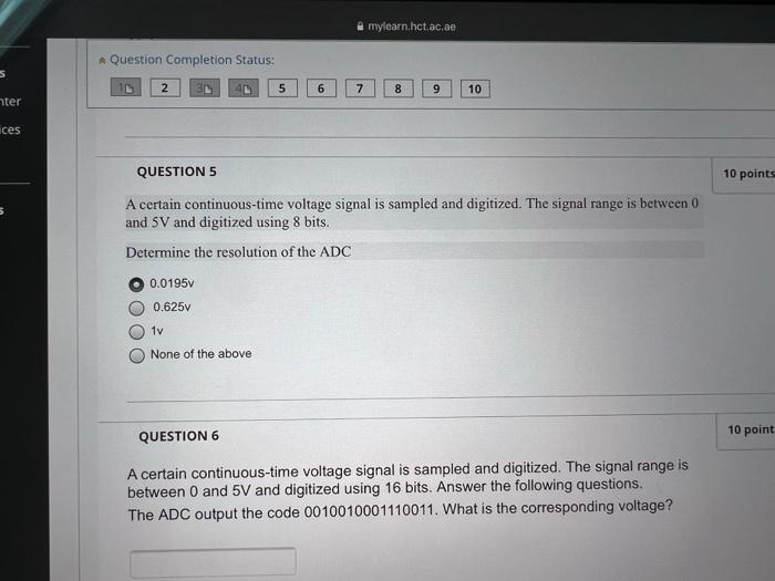 Solved A certain continuous-time voltage signal is sampled | Chegg.com