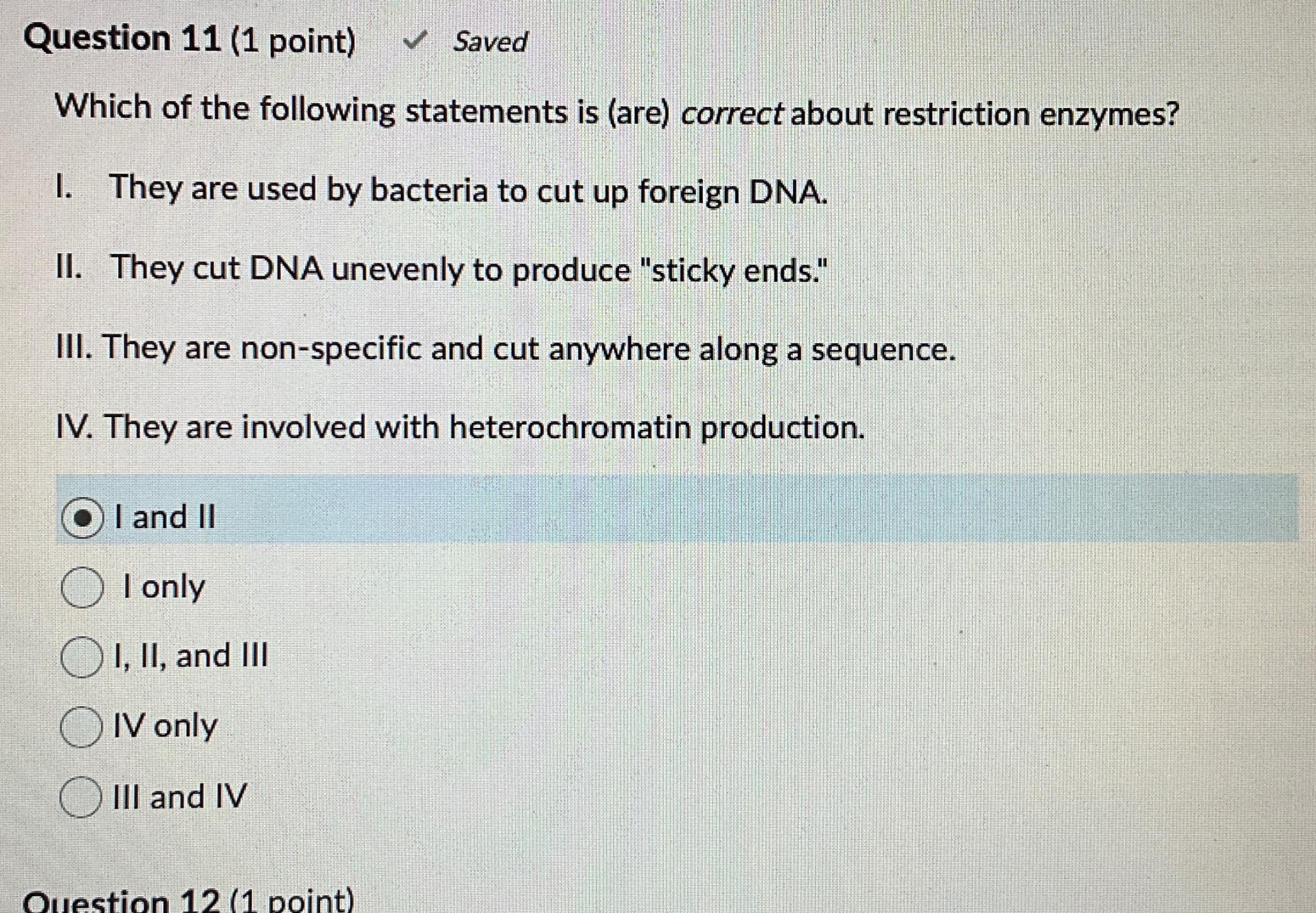 Solved Question 11 (1 ﻿point) ﻿SavedWhich of the following | Chegg.com