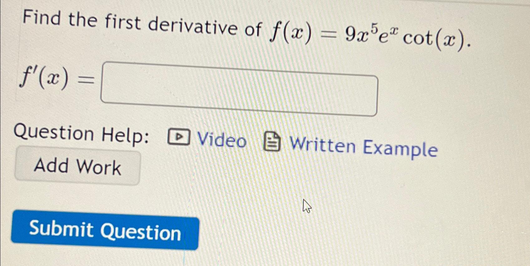 Solved Find the first derivative of | Chegg.com