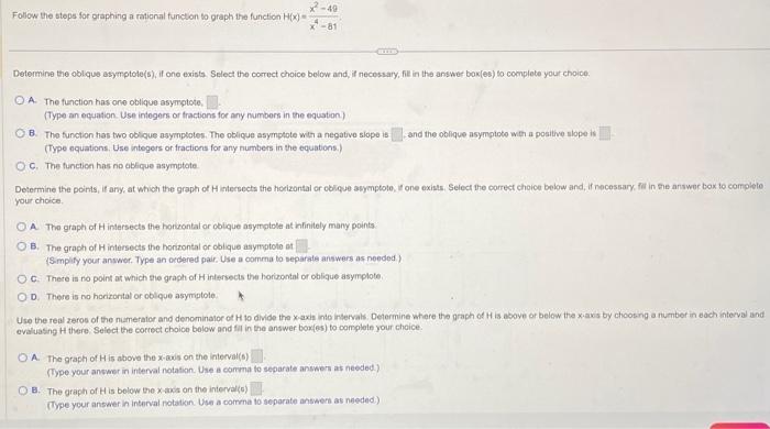 Solved Follow the steps for graphing a rational function to | Chegg.com