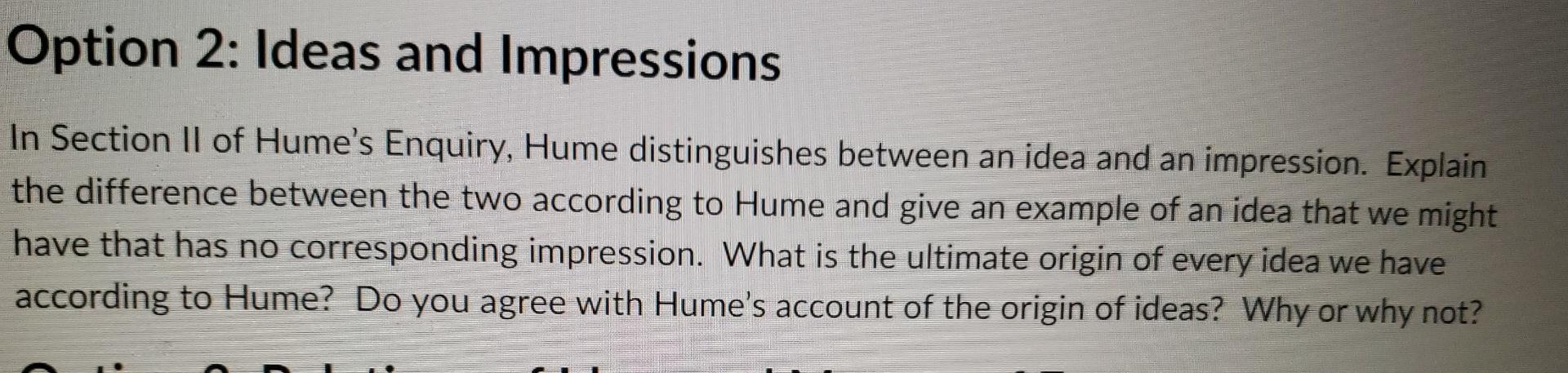 Option 2: Ideas and Impressions In Section II of | Chegg.com