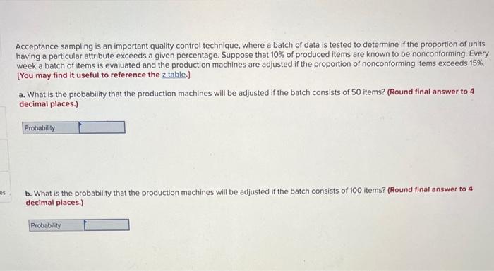 Solved Acceptance sampling is an important quality control | Chegg.com