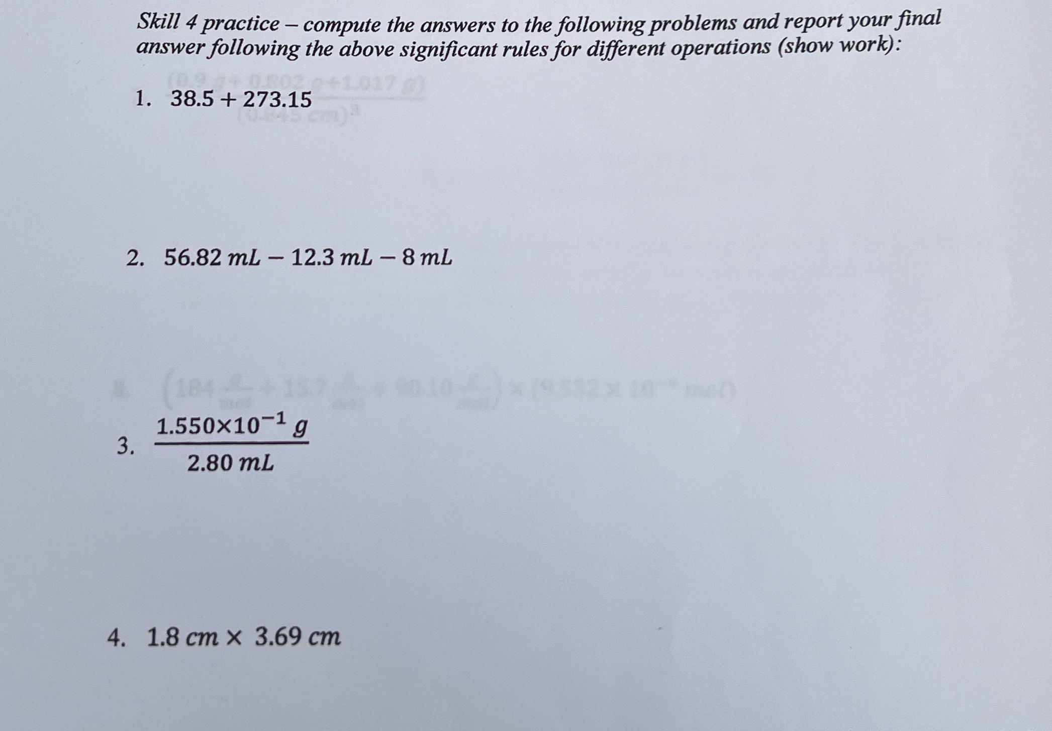Solved Skill 4 ﻿practice-compute the answers to the | Chegg.com