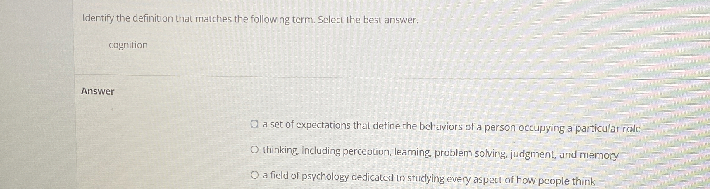Solved Identify the definition that matches the following | Chegg.com