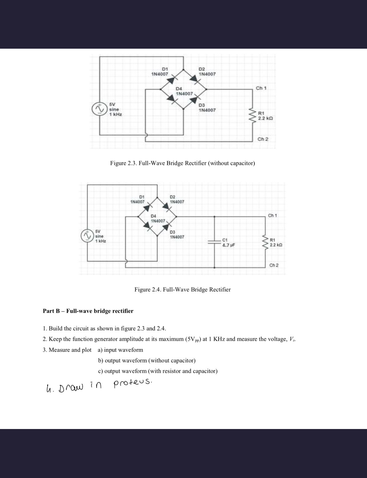 Solved Figure 2.3. ﻿Full-Wave Bridge Rectifier (without | Chegg.com