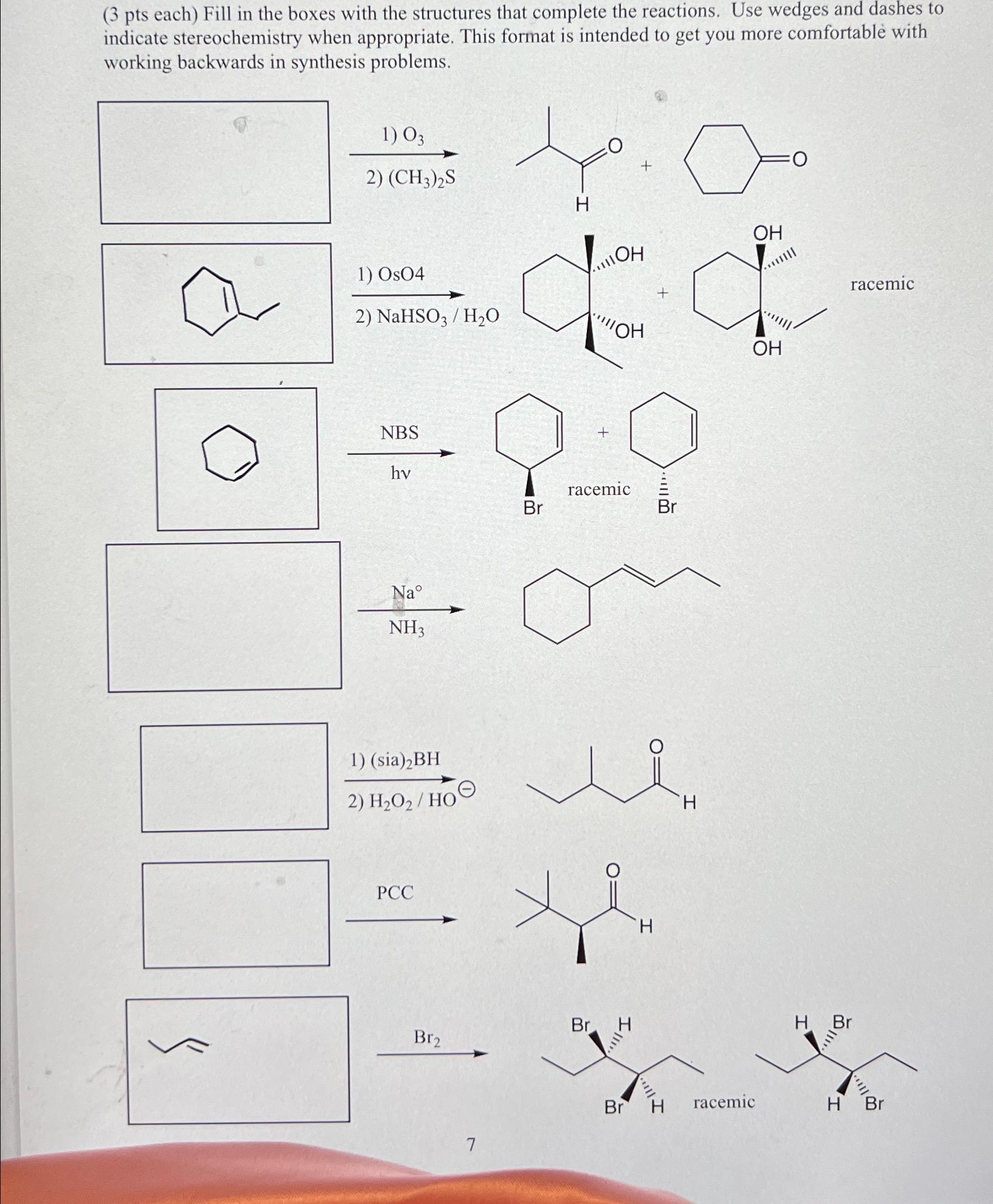 Solved ( 3 ﻿pts each) ﻿Fill in the boxes with the structures | Chegg.com
