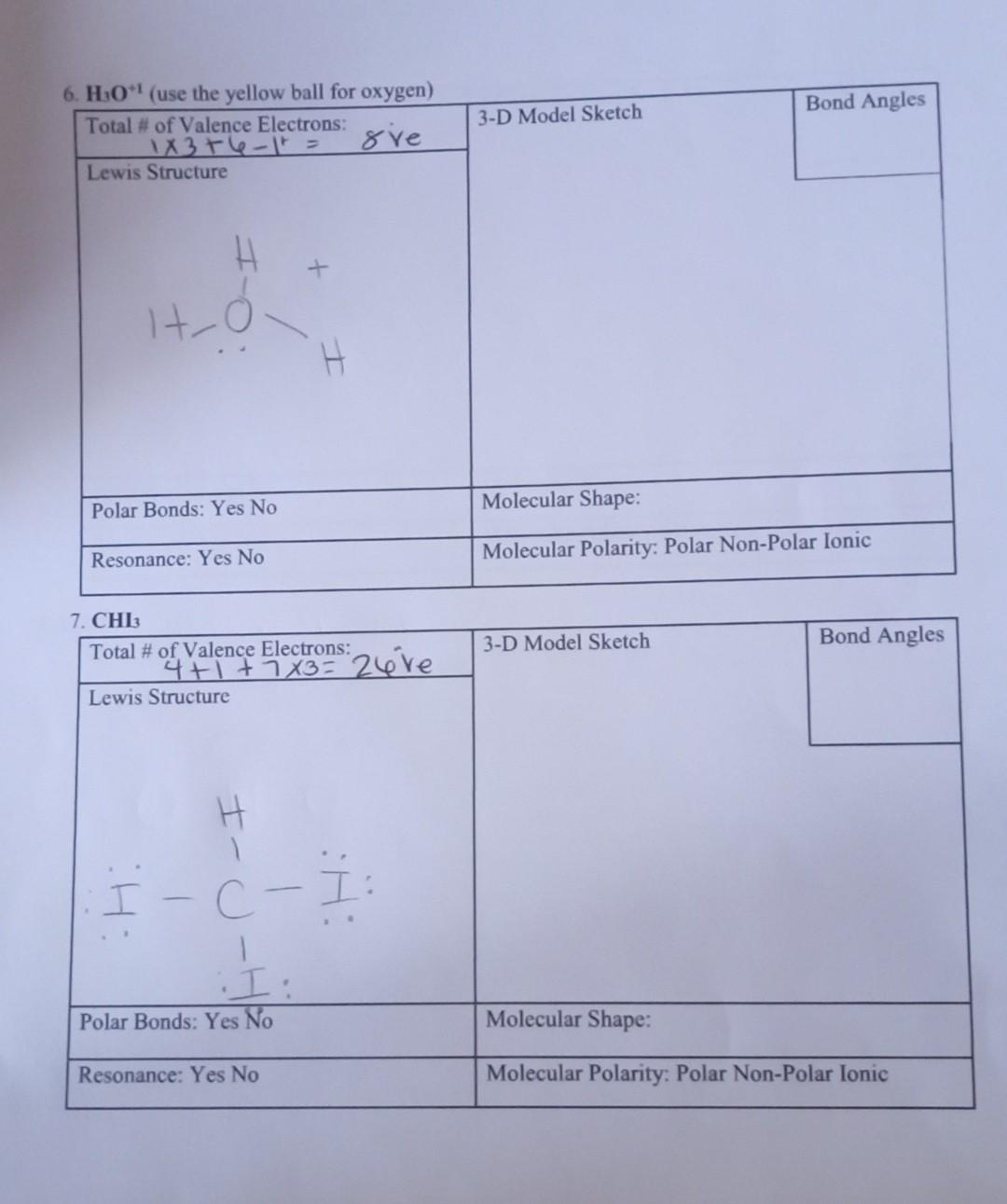 Solved 2. COCl2 3-D Model Sketch Bond Angles Total # of | Chegg.com