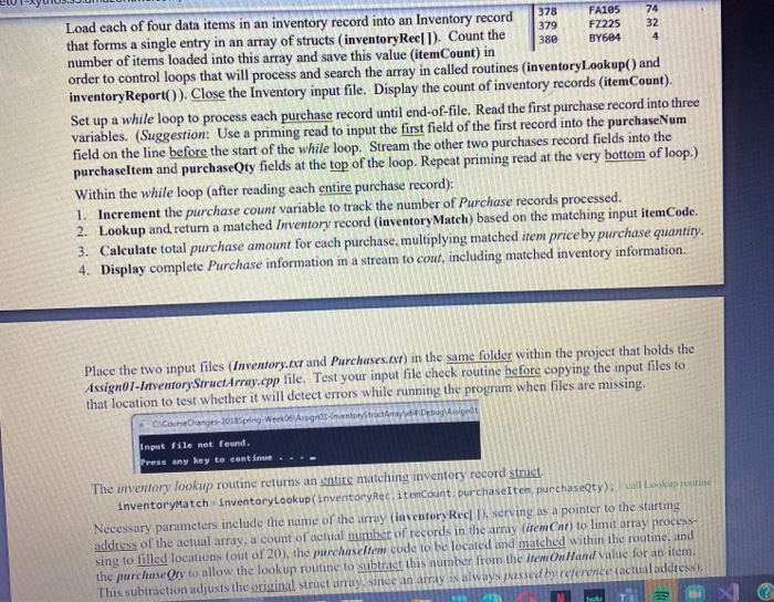Solved 8 Inventory Struct Array Lookup for Purchases Create | Chegg.com