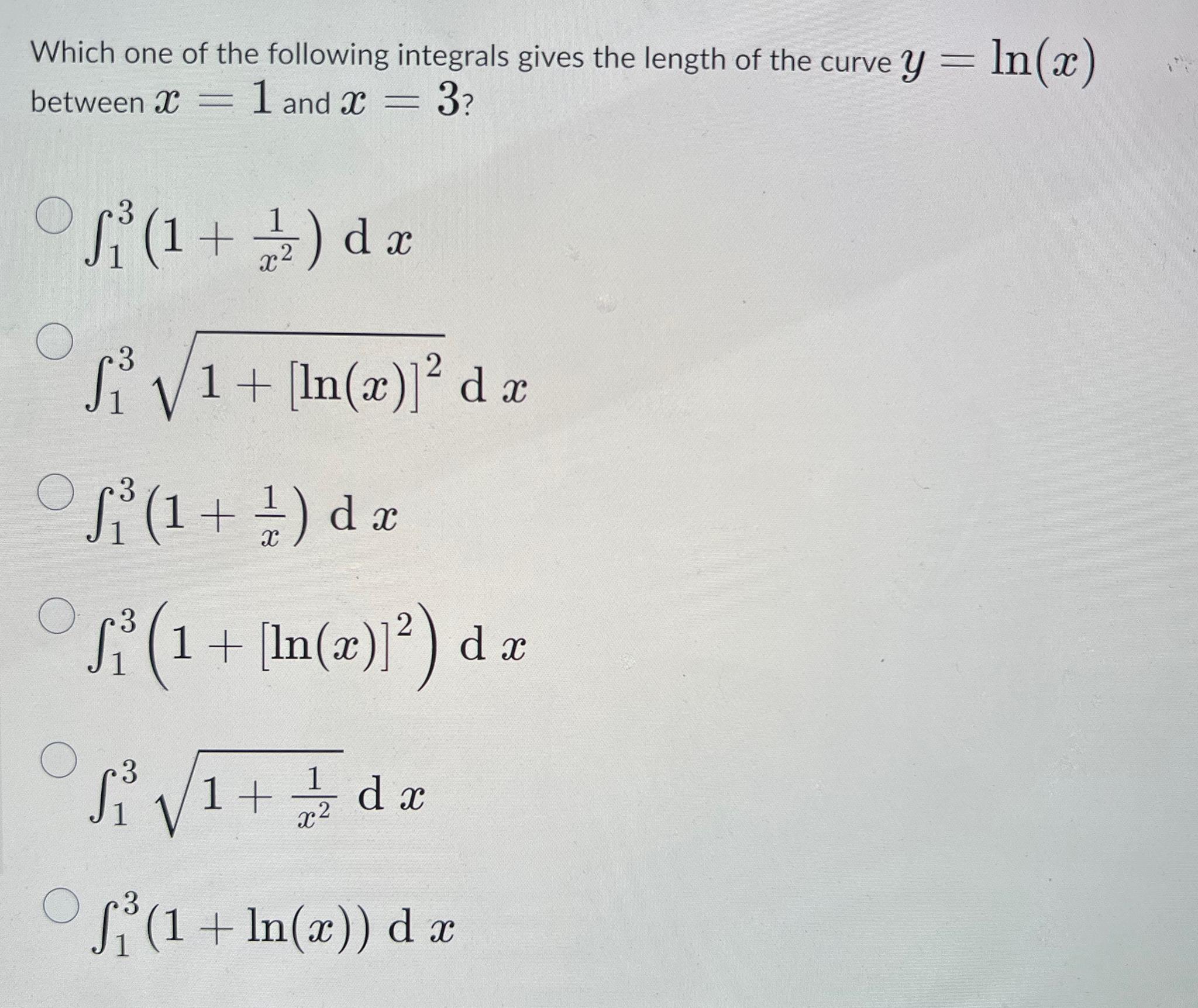 Solved Which one of the following integrals gives the length | Chegg.com