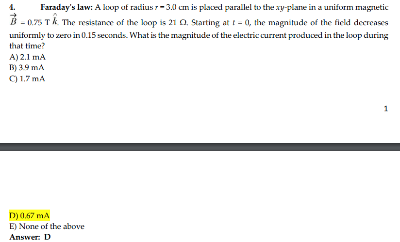 Solved Faraday's law: A loop coil having an area of 0.23m2 | Chegg.com
