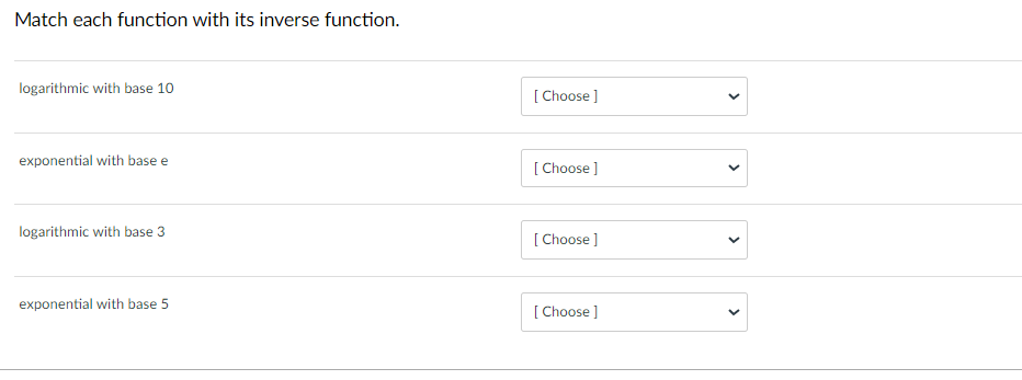 Solved Match each function with its inverse | Chegg.com