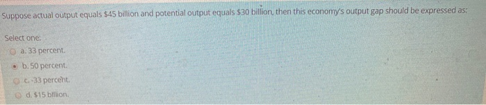 Solved Suppose actual output equals $45 billion and | Chegg.com