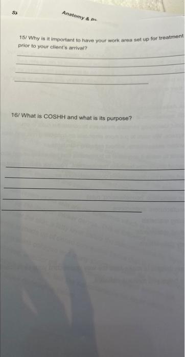 Solved 15. Why is it important to have your work area set up | Chegg.com