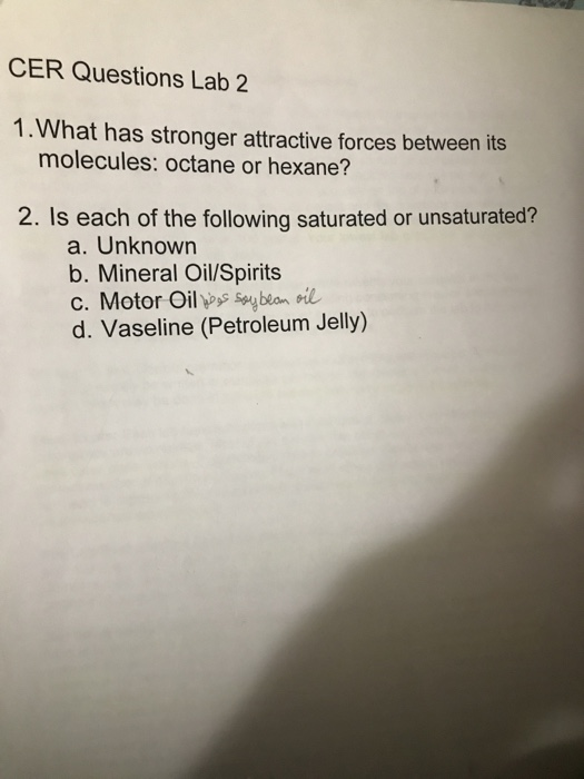 Solved CER Questions Lab 2 1.What has stronger attractive | Chegg.com
